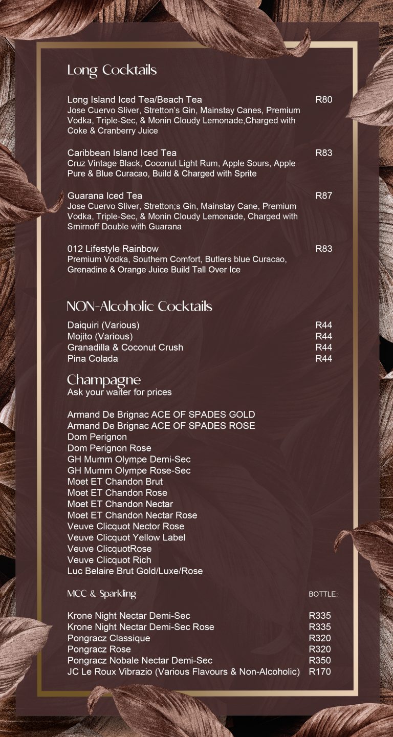 Drinks – 012 Lifestyle Brooklyn